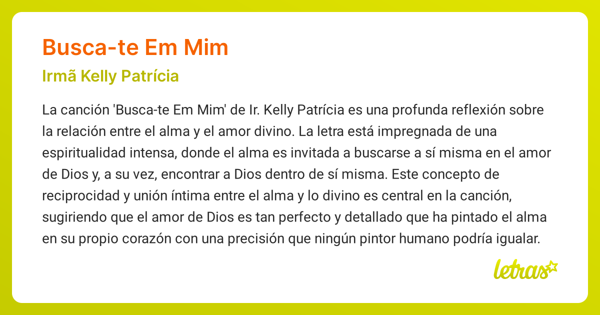 Significado de la canción BUSCA-TE EM MIM (Irmã Kelly Patrícia ...