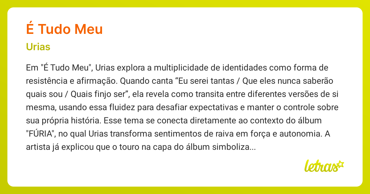 Significado da música É TUDO MEU (Urias) - LETRAS.MUS.BR