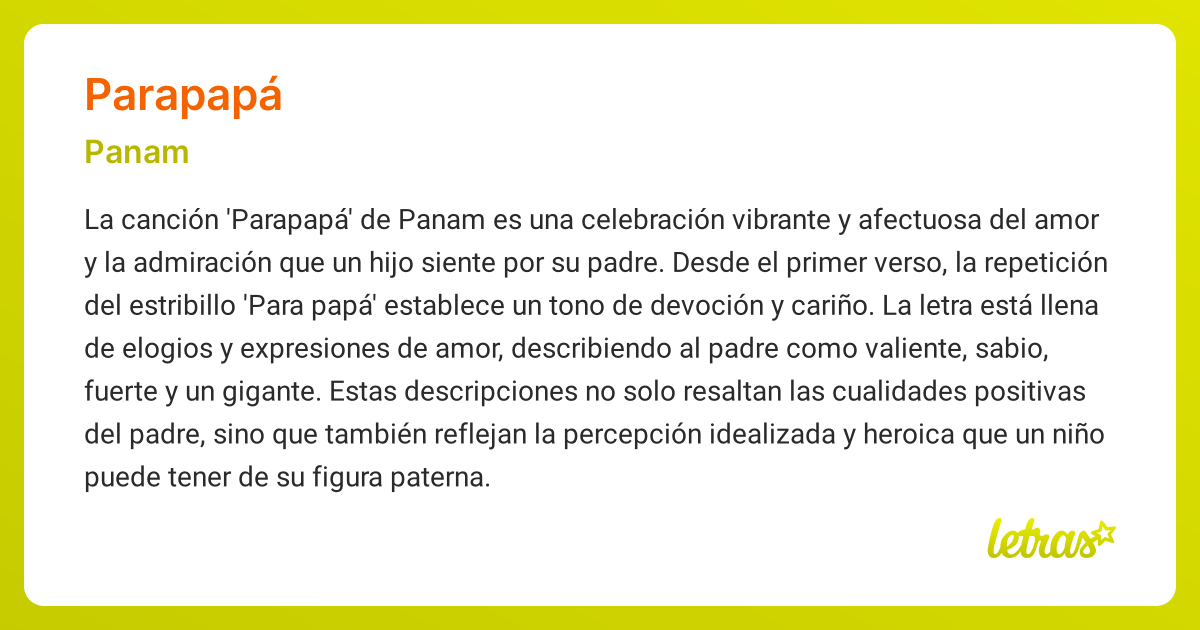 Significado de la canción PARAPAPÁ (Panam) - LETRAS.COM