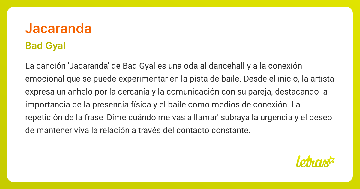 Significado de la canción JACARANDA (Bad Gyal) - LETRAS.COM
