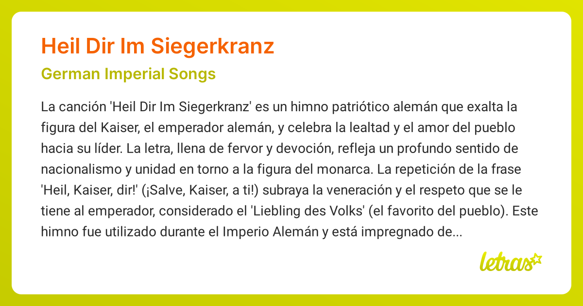 Significado de la canción HEIL DIR IM SIEGERKRANZ (German Imperial ...