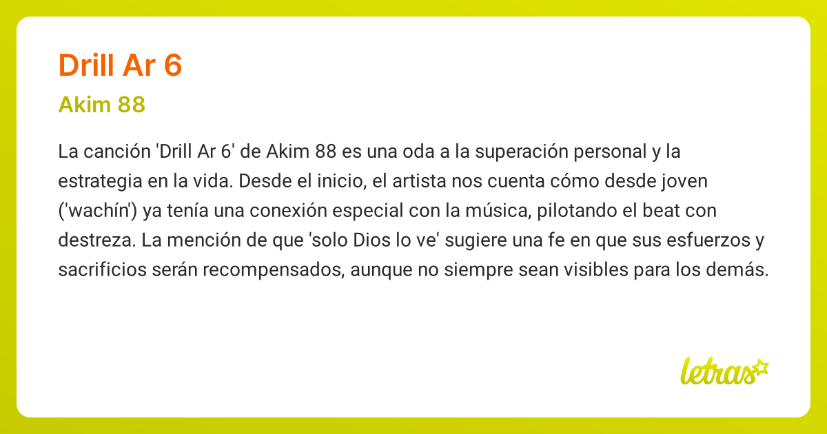 Significado de la canción DRILL AR 6 (Akim 88) - LETRAS.COM