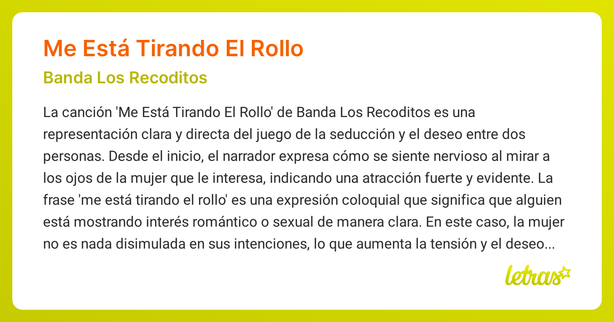 Significado de la canción ME ESTÁ TIRANDO EL ROLLO (Banda Los Recoditos ...