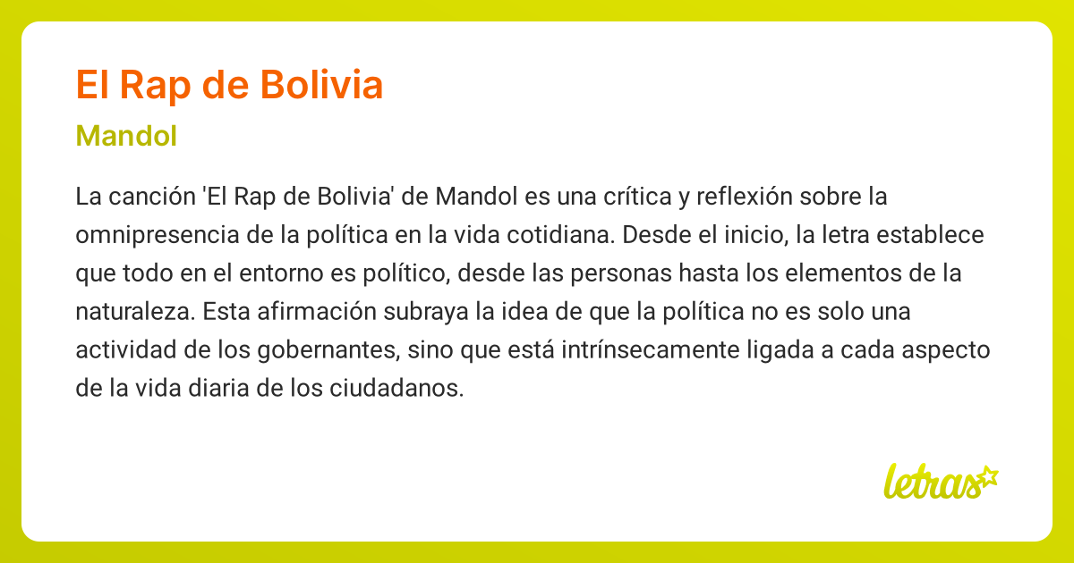 Significado de la canción EL RAP DE BOLIVIA (Mandol) - LETRAS.COM