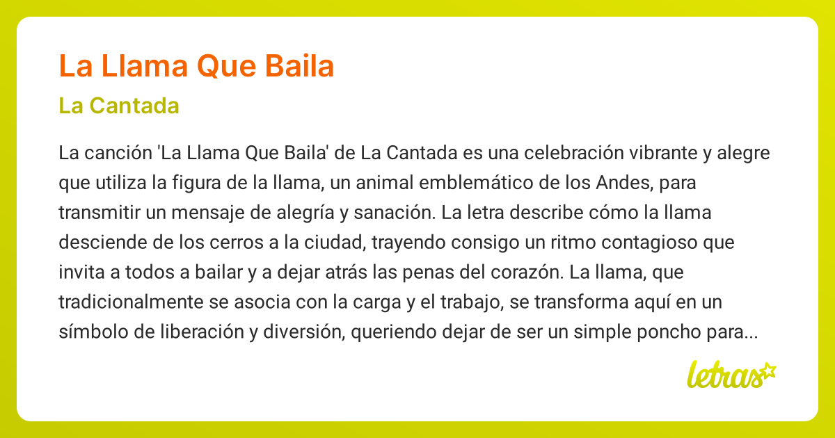 Significado de la canción LA LLAMA QUE BAILA (La Cantada) - LETRAS.COM