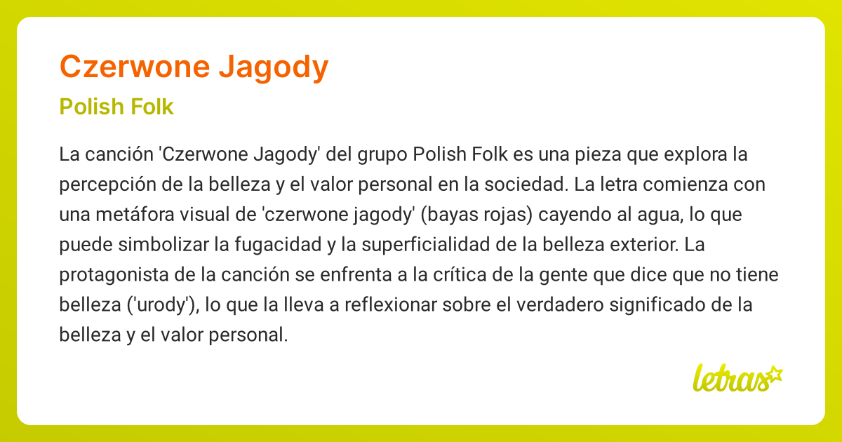 Significado de la canción CZERWONE JAGODY (Polish Folk) - LETRAS.COM