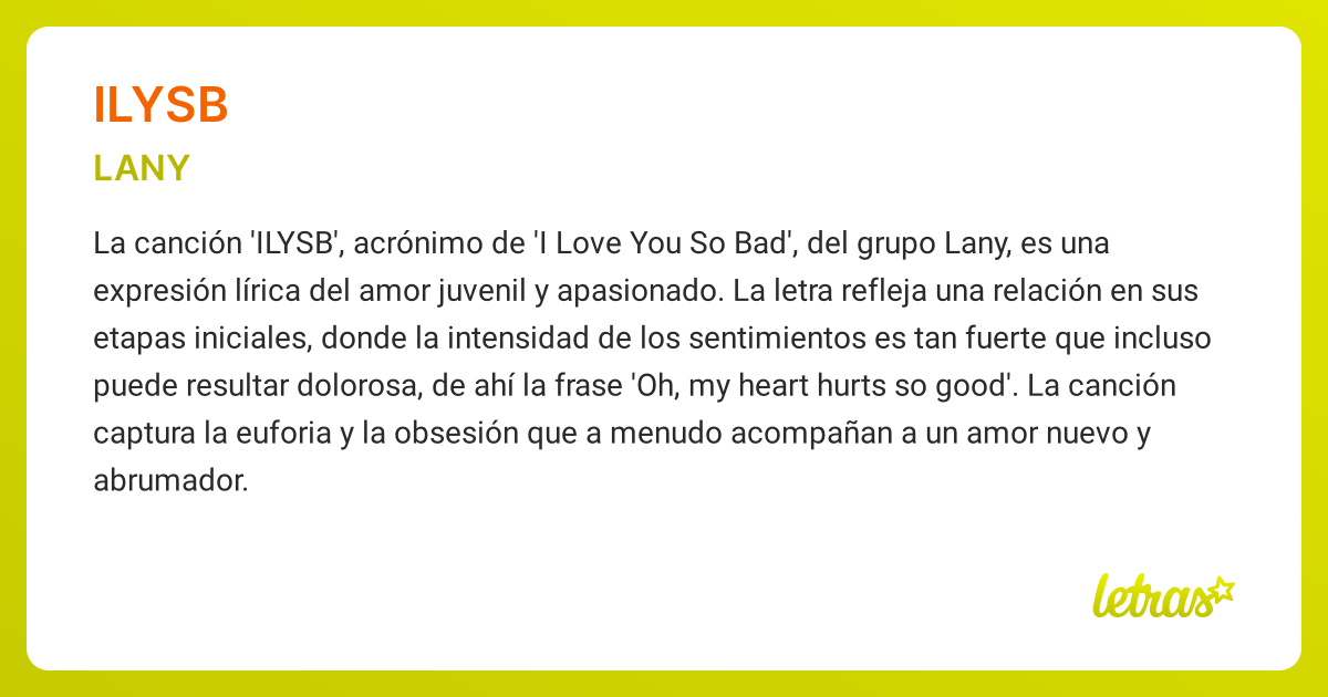 Significado de la canción ILYSB (LANY) - LETRAS.COM