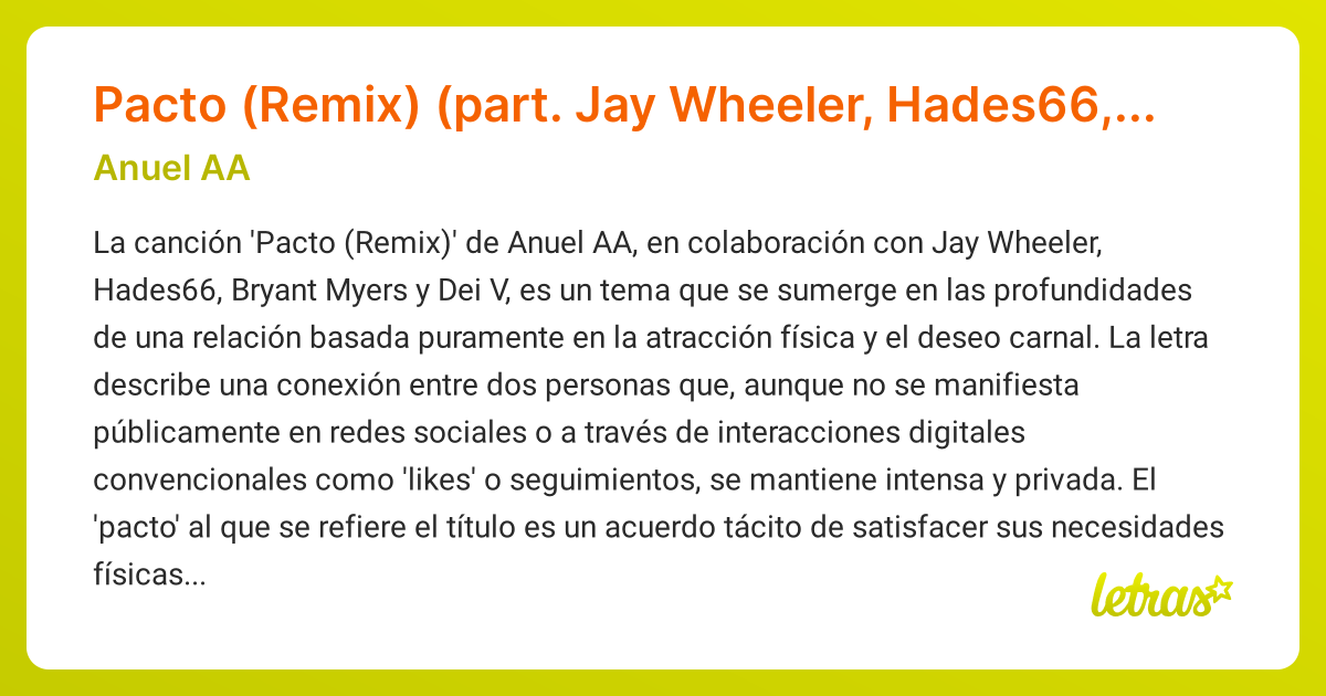 Significado de la canción Pacto (Remix) (part. Jay Wheeler, Hades66 ...