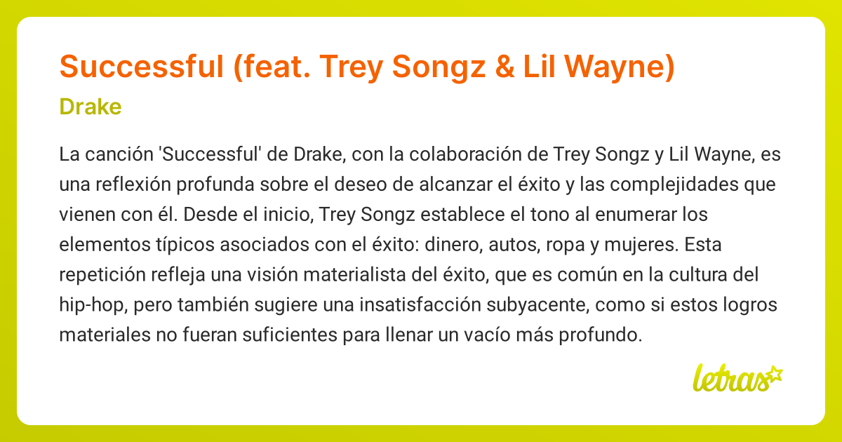 Significado de la canción Successful (feat. Trey Songz & Lil Wayne ...