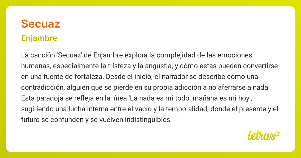 Significado de la canción SECUAZ (Enjambre) - LETRAS.COM