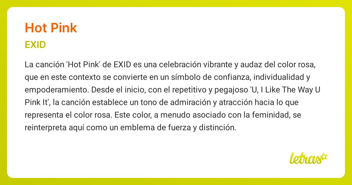 Significado de la canción HOT PINK (EXID ) - LETRAS.COM