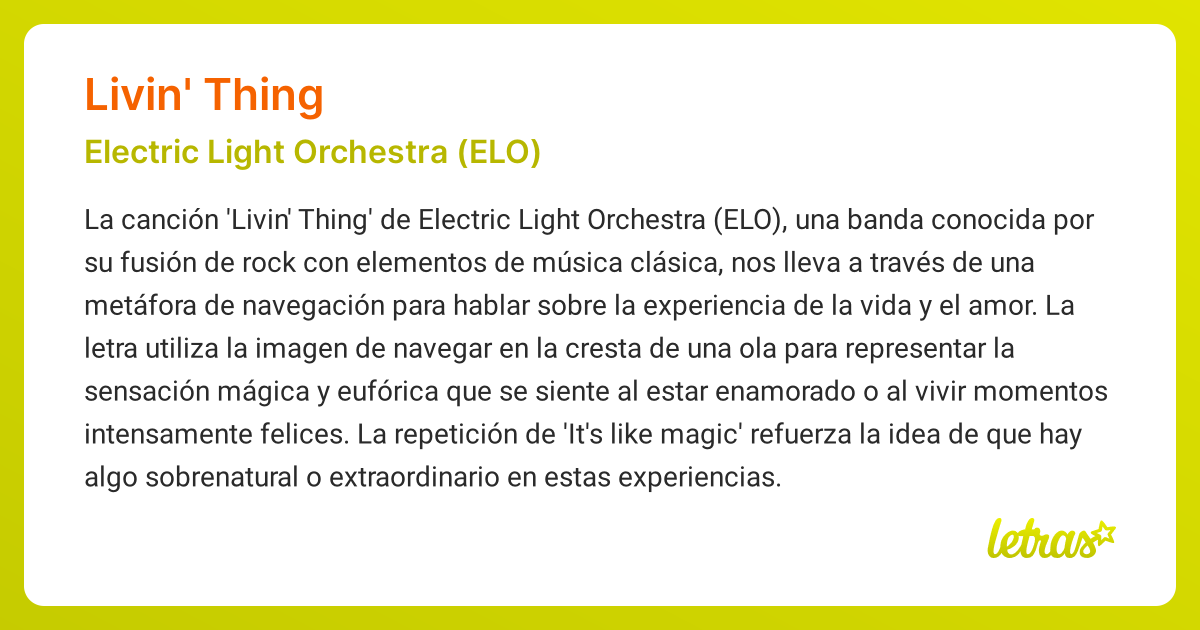 Significado de la canción LIVIN' THING (Electric Light Orchestra (ELO ...