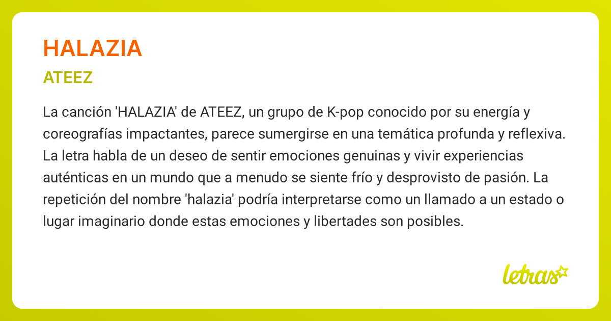 Significado de la canción HALAZIA (ATEEZ ) - LETRAS.COM