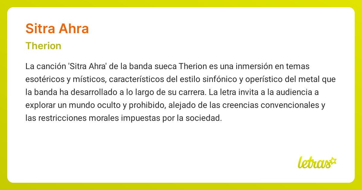 Significado de la canción SITRA AHRA (Therion) - LETRAS.COM