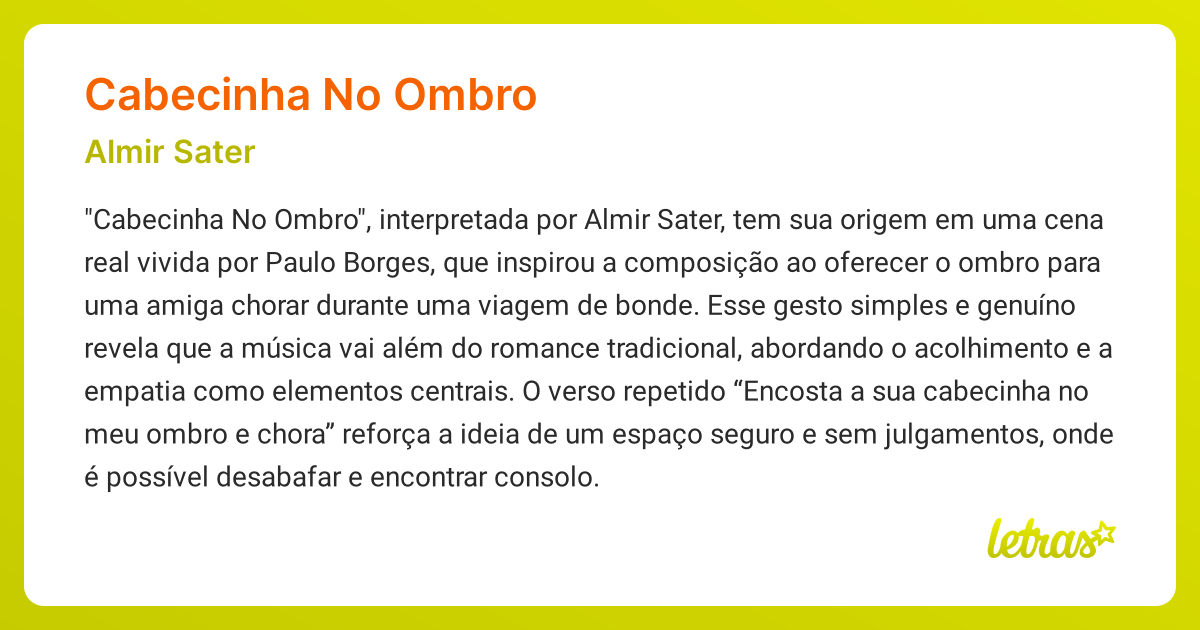 Significado da música CABECINHA NO OMBRO (Almir Sater) - LETRAS.MUS.BR