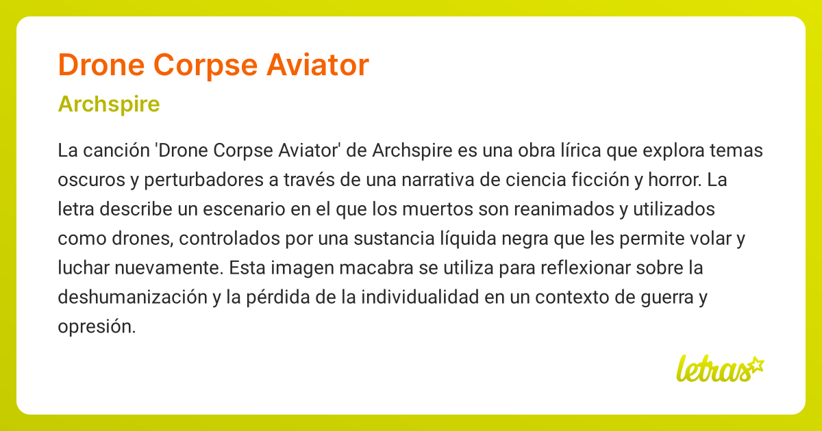 Significado de la canción DRONE CORPSE AVIATOR (Archspire) - LETRAS.COM