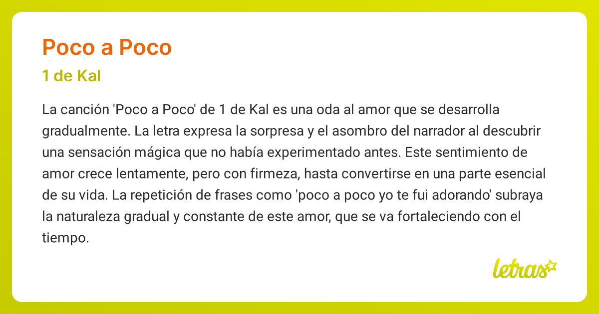 Significado de la canción POCO A POCO (1 de Kal) - LETRAS.COM