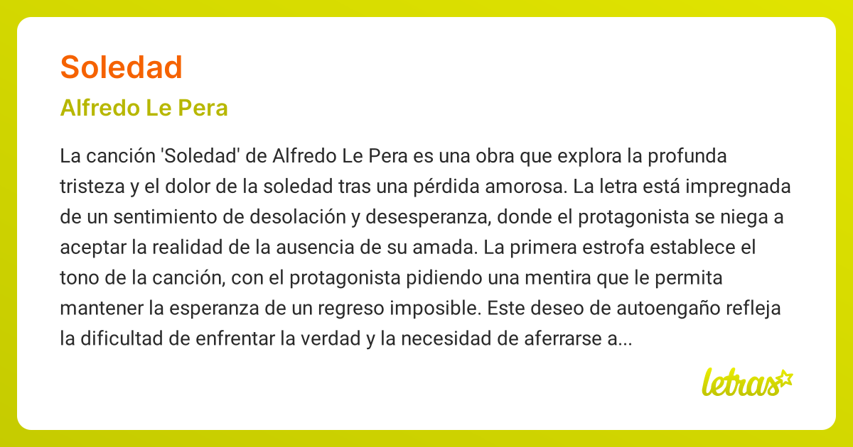 Significado de la canción SOLEDAD (Alfredo Le Pera) - LETRAS.COM