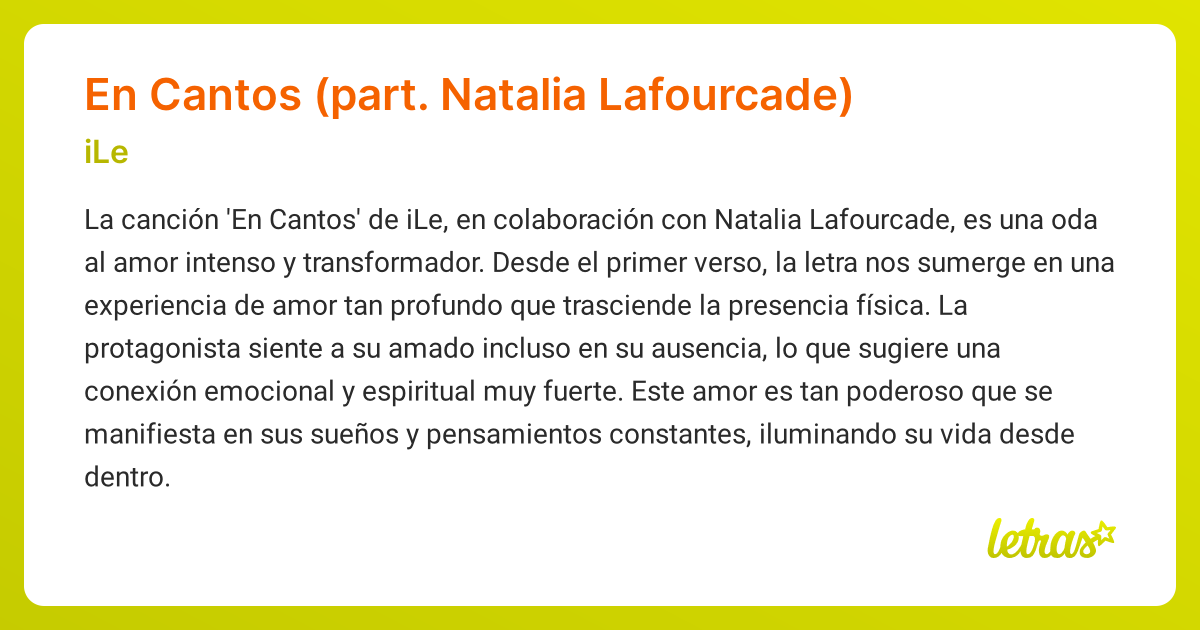 Significado de la canción En Cantos (part. Natalia Lafourcade) (iLe ...