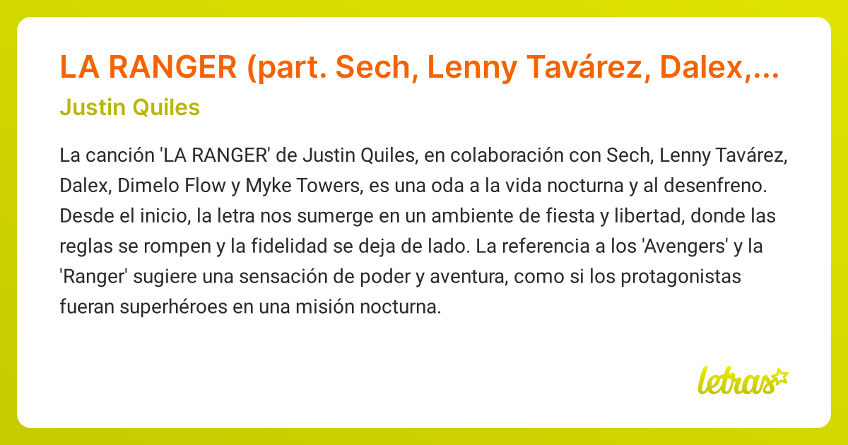 Significado de la canción LA RANGER (part. Sech, Lenny Tavárez, Dalex ...