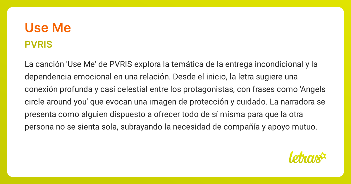 Significado de la canción USE ME (PVRIS) - LETRAS.COM