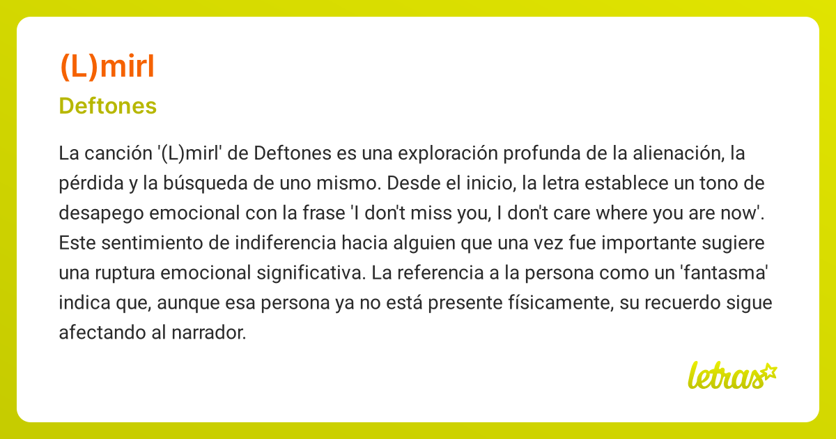 Significado de la canción (L)MIRL (Deftones) - LETRAS.COM