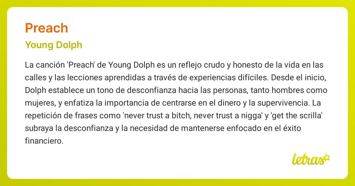 Significado de la canción PREACH (Young Dolph) - LETRAS.COM