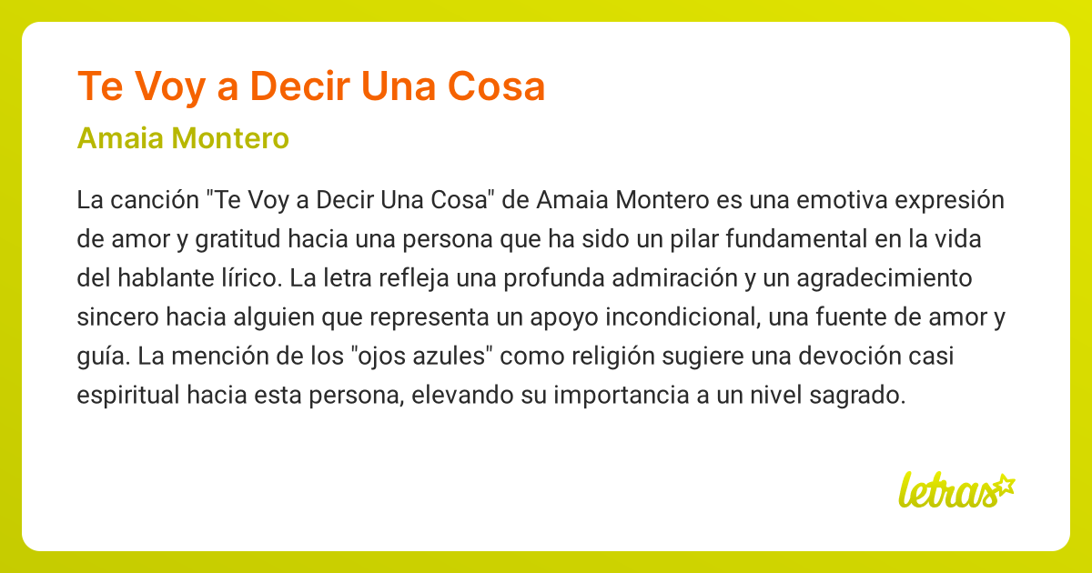 Significado de la canción TE VOY A DECIR UNA COSA (Amaia Montero ...