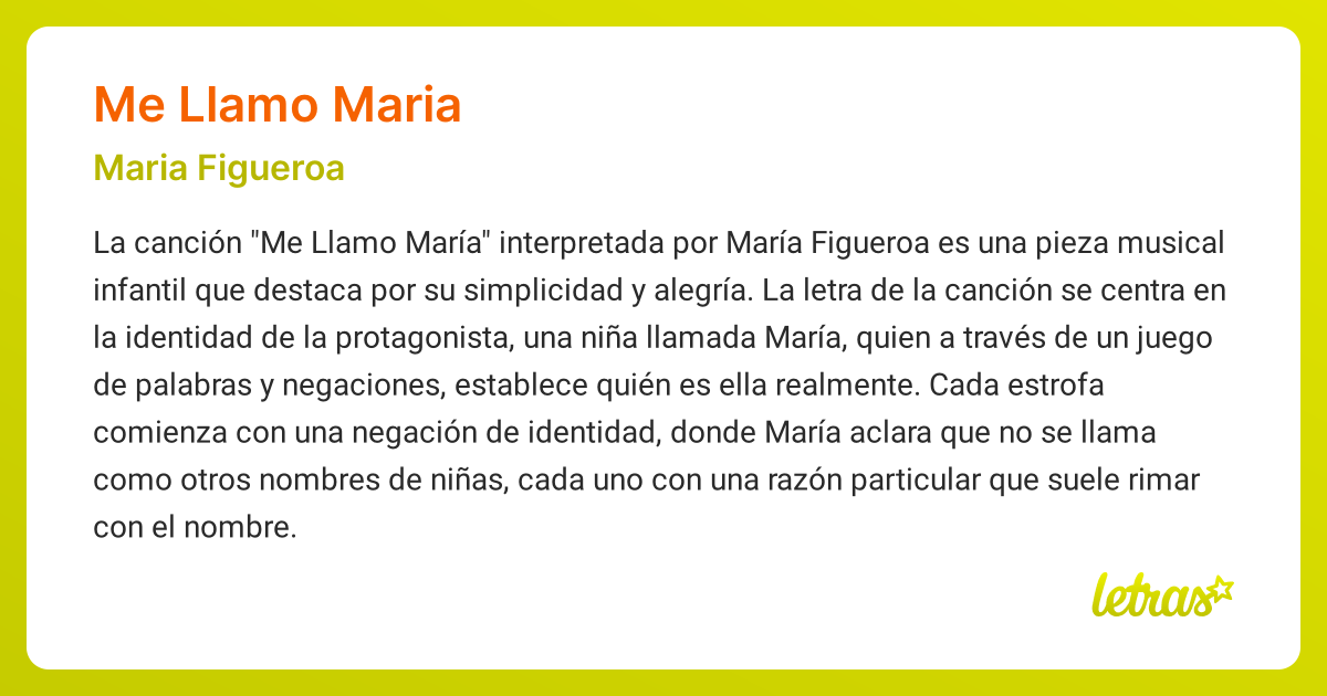Significado de la canción ME LLAMO MARIA (Maria Figueroa) - LETRAS.COM