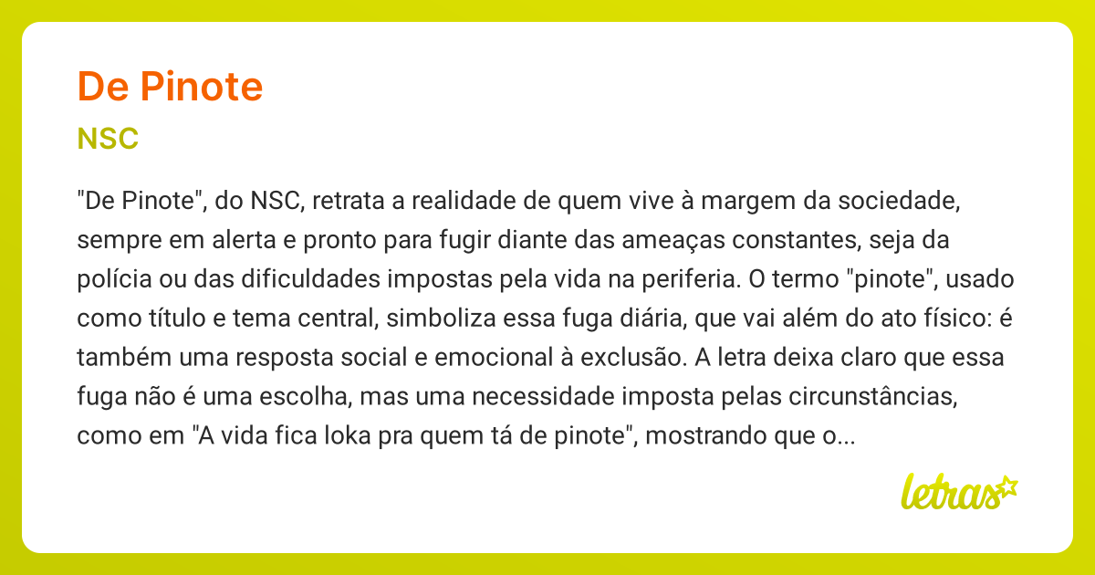 Significado da música DE PINOTE (NSC) - LETRAS.MUS.BR