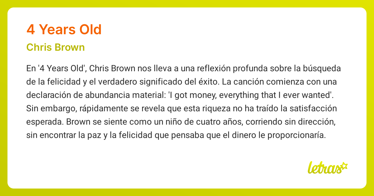 Significado de la canción 4 YEARS OLD (Chris Brown) - LETRAS.COM