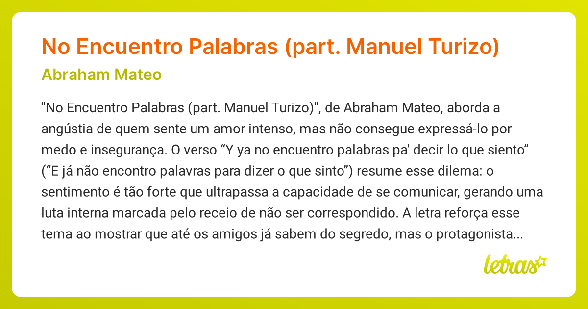 Significado da música No Encuentro Palabras (part. Manuel Turizo ...