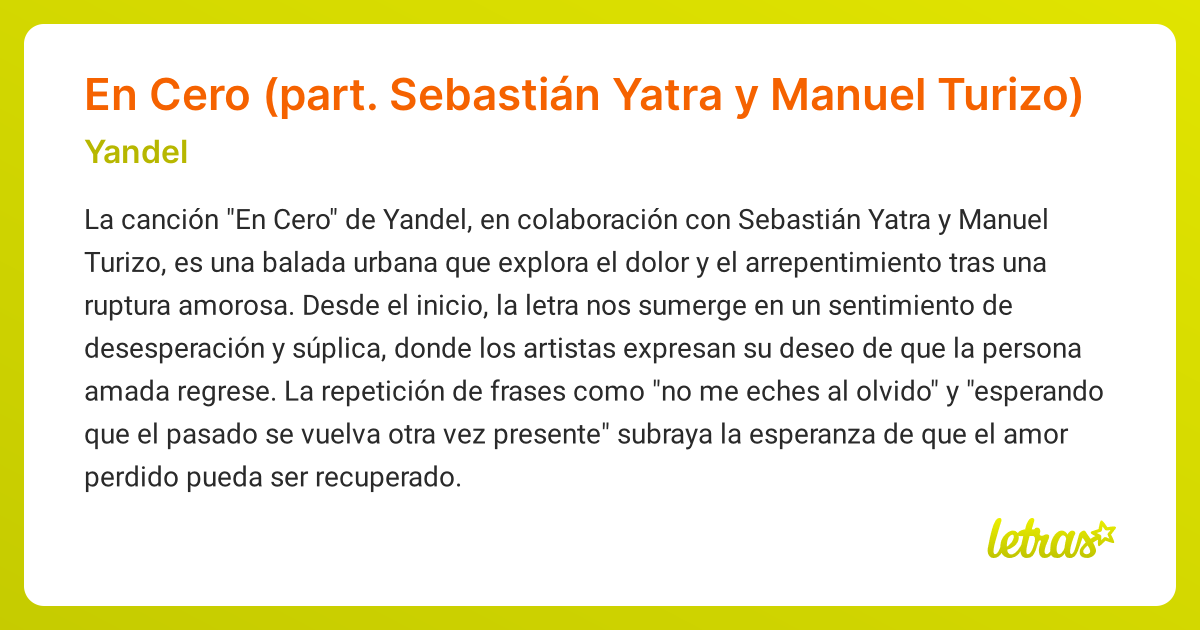 Significado de la canción En Cero (part. Sebastián Yatra y Manuel ...