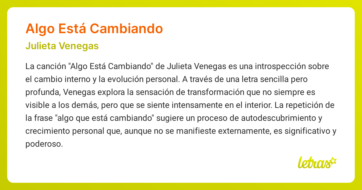Significado de la canción ALGO ESTÁ CAMBIANDO (Julieta Venegas ...