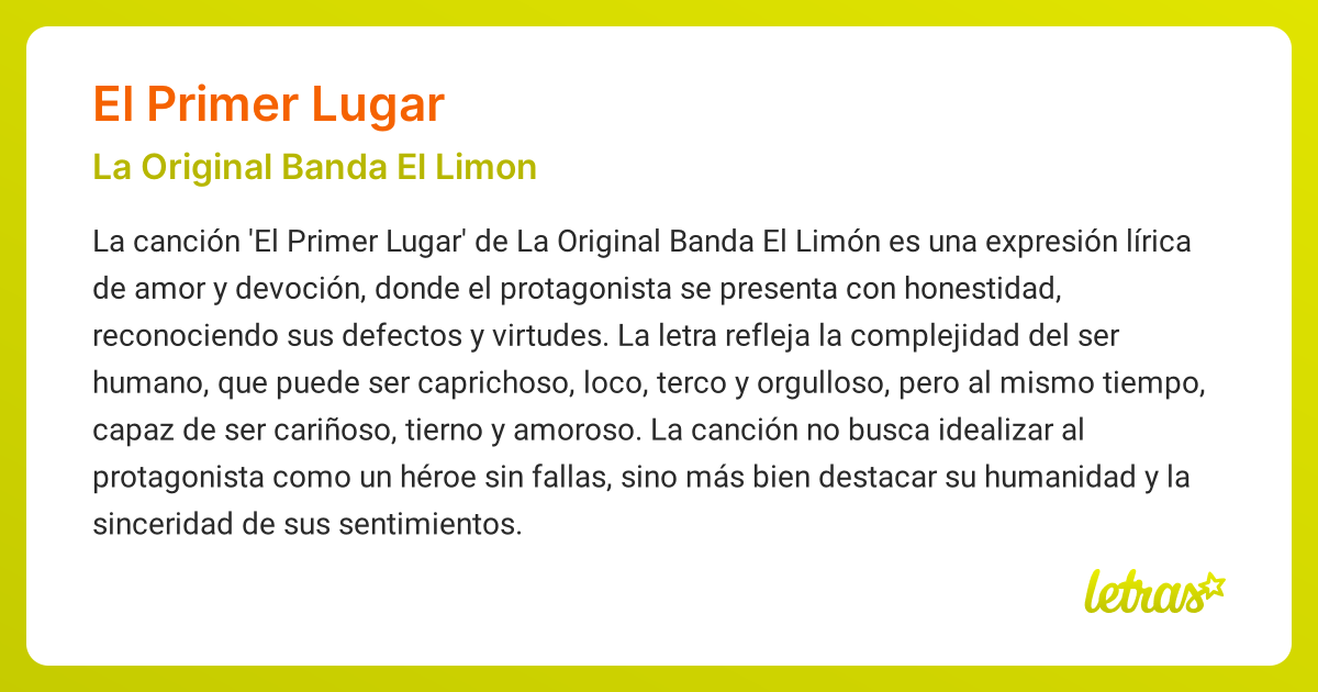 Significado de la canción EL PRIMER LUGAR (La Original Banda El Limon ...