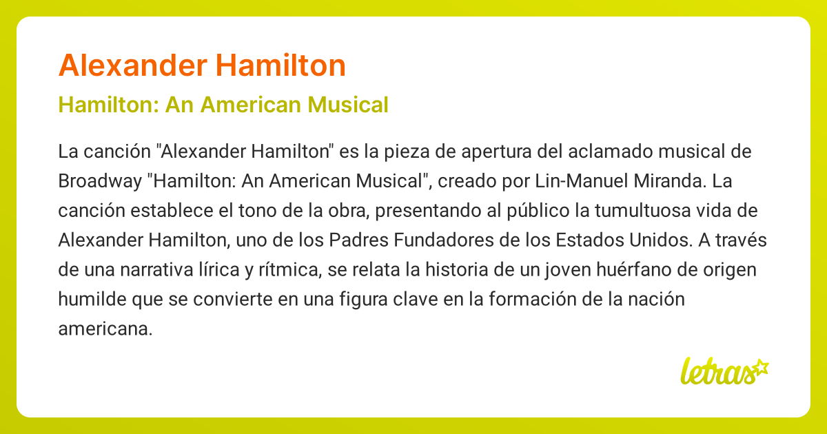 Significado de la canción ALEXANDER HAMILTON (Hamilton: An American ...