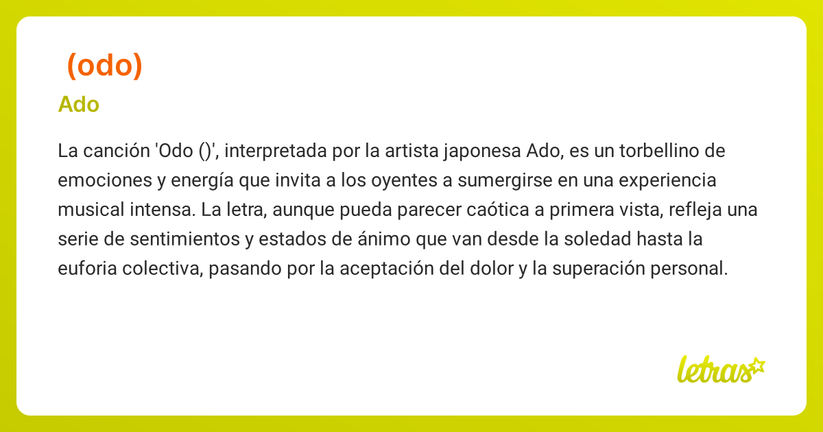 Significado de la canción 踊 (ODO) (Ado) - LETRAS.COM