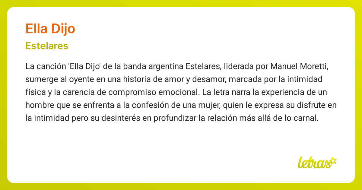 Significado de la canción ELLA DIJO (Estelares) - LETRAS.COM
