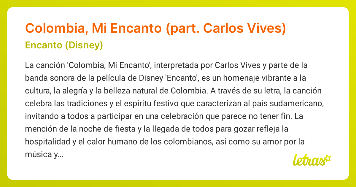 Significado de la canción Colombia, Mi Encanto (part. Carlos Vives ...