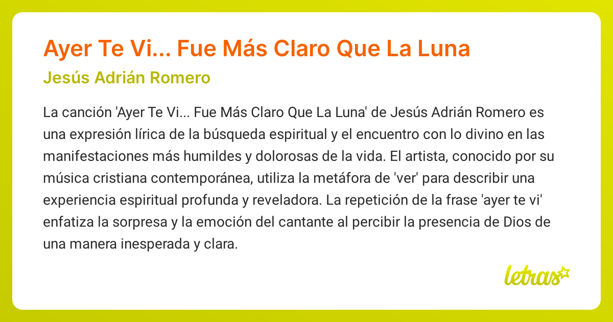 Significado de la canción Ayer Te Vi... Fue Más Claro Que La Luna ...