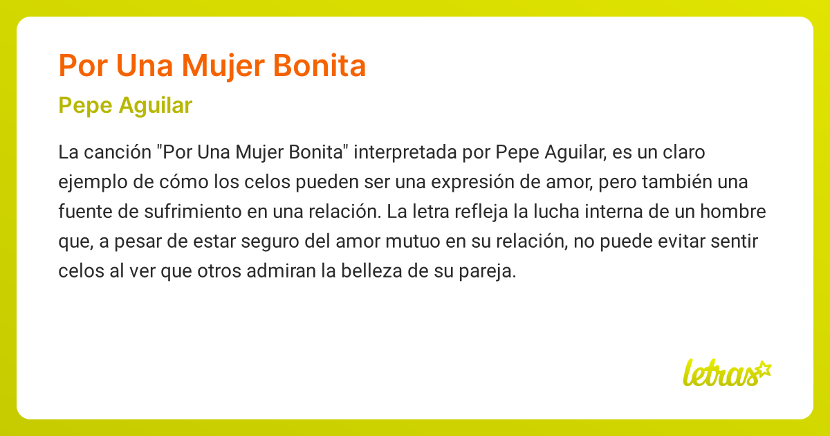 Significado de la canción POR UNA MUJER BONITA (Pepe Aguilar) - LETRAS.COM
