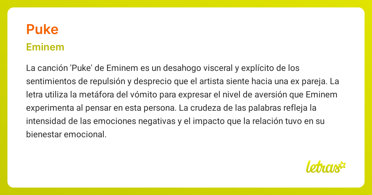 Significado de la canción PUKE (Eminem) - LETRAS.COM