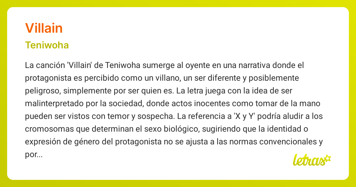Significado de la canción VILLAIN (Teniwoha) - LETRAS.COM