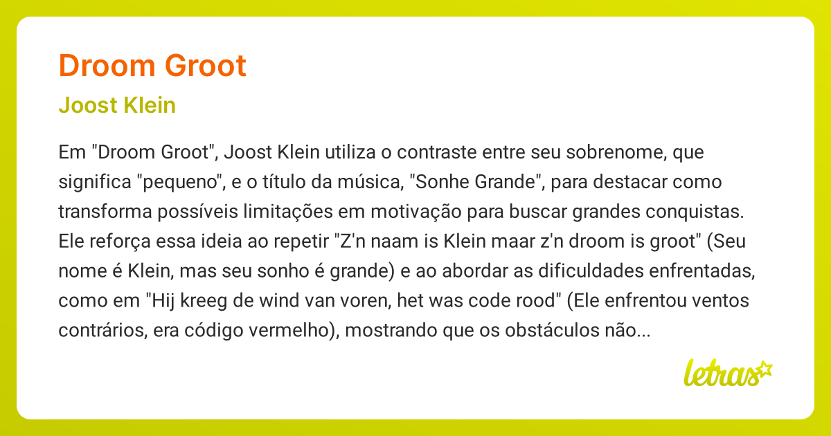 Significado da música DROOM GROOT (Joost Klein) - LETRAS.MUS.BR