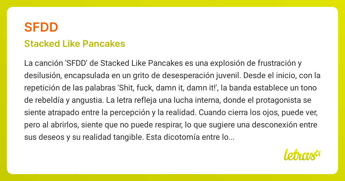 Significado de la canción SFDD (Stacked Like Pancakes) - LETRAS.COM