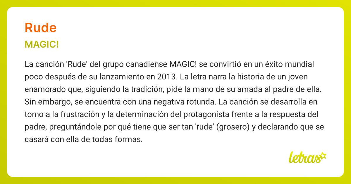 Significado de la canción RUDE (MAGIC!) - LETRAS.COM