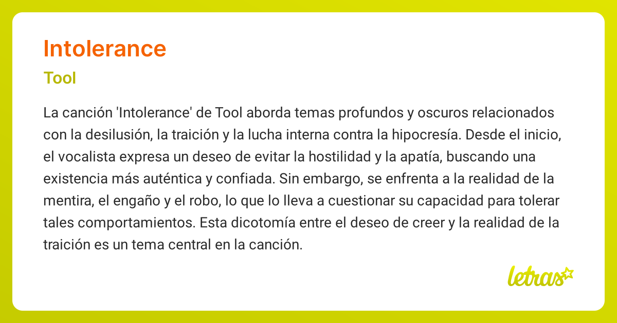 Significado de la canción INTOLERANCE (Tool) - LETRAS.COM