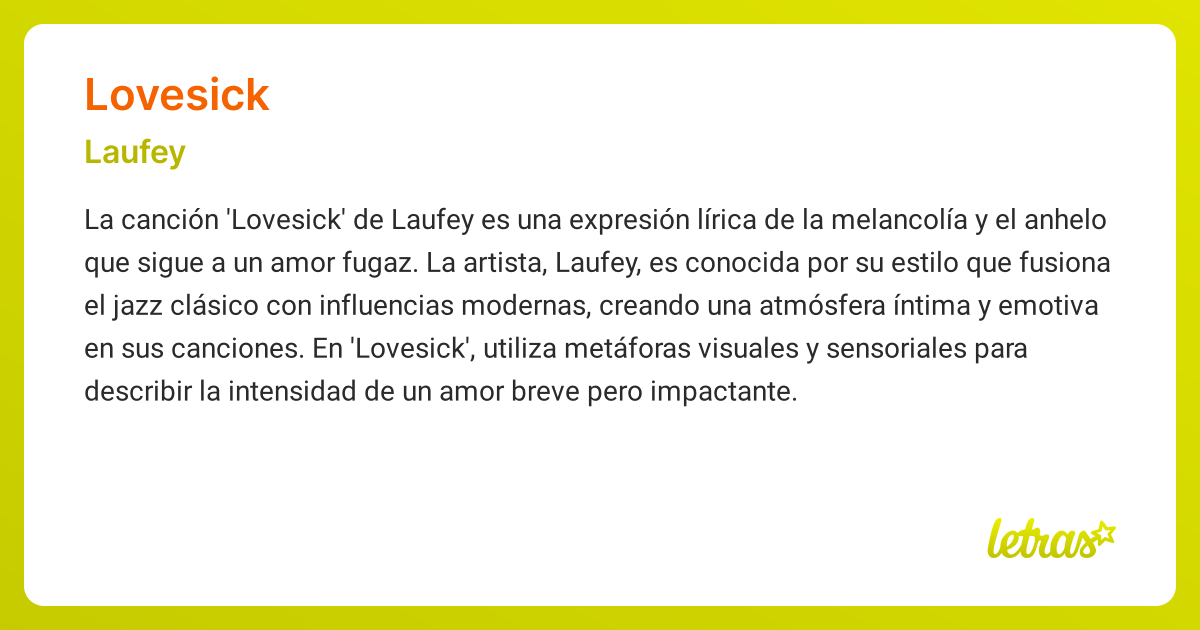 Significado de la canción LOVESICK (Laufey) - LETRAS.COM