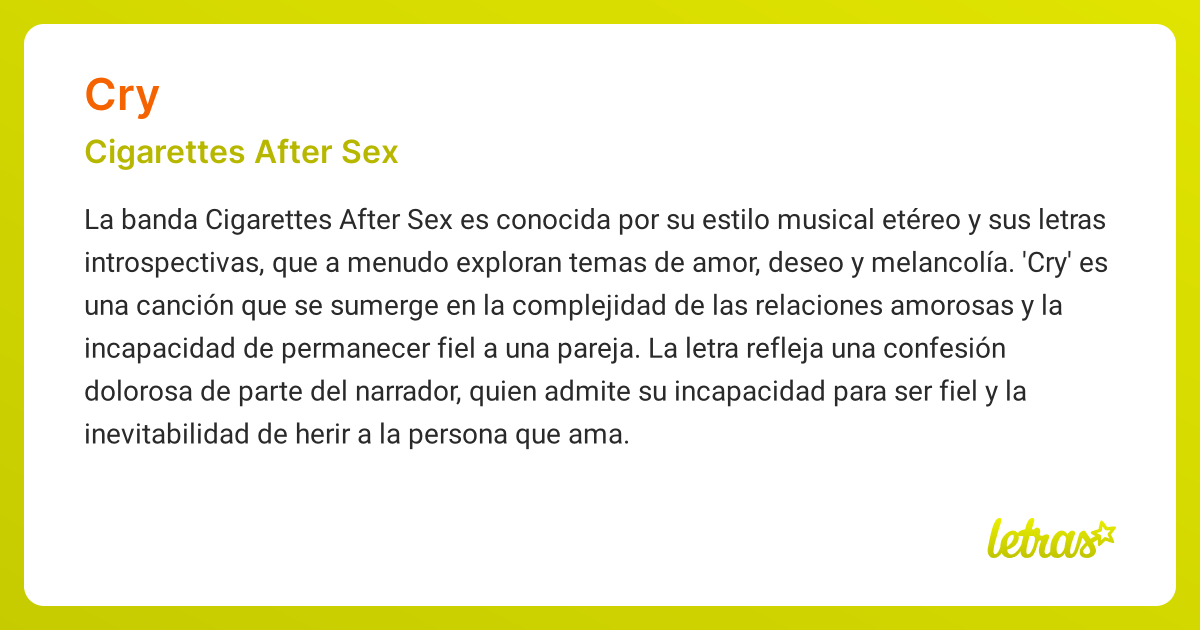 Significado De La Canción Cry Cigarettes After Sex Letras Com