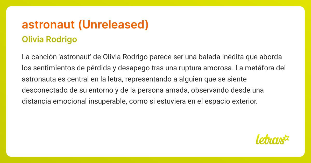 Significado de la canción ASTRONAUT (UNRELEASED) (Olivia Rodrigo ...